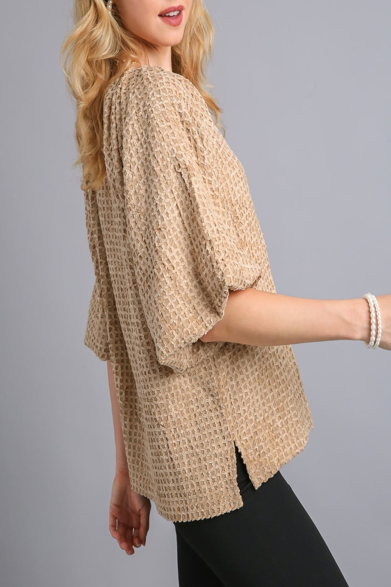 This Town Velvet Waffle Print Top – Seirer's Clothing